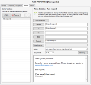 How to set up email auto responder on Microsoft Exchange