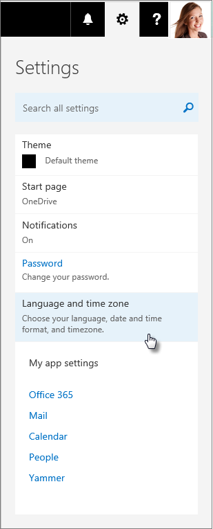 How to change language in Office 365 portal in hybrid setup?