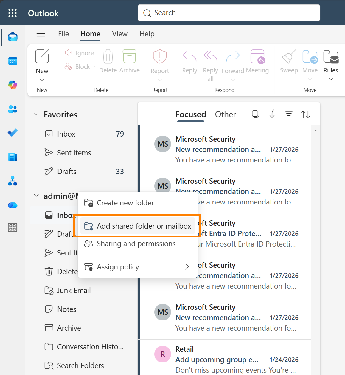 How to migrate public folders to a shared mailbox