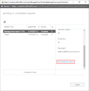 Message tracking in Office 365 - how to trace messages
