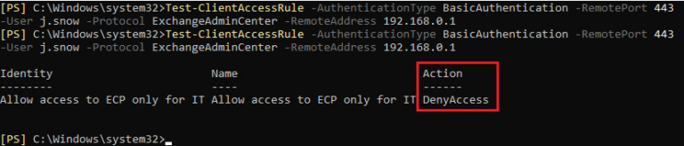 How to block external access to Exchange 2019 via Client Access Rules?