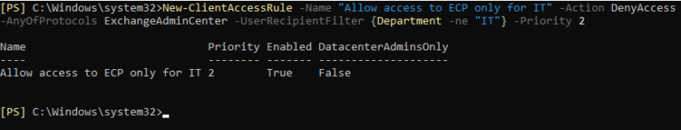 How to block external access to Exchange 2019 via Client Access Rules?
