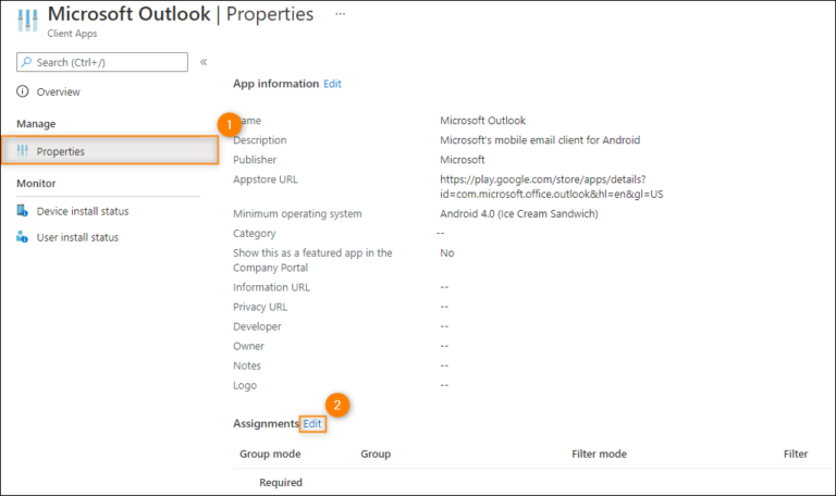 How to deploy Microsoft Outlook for Android via Intune
