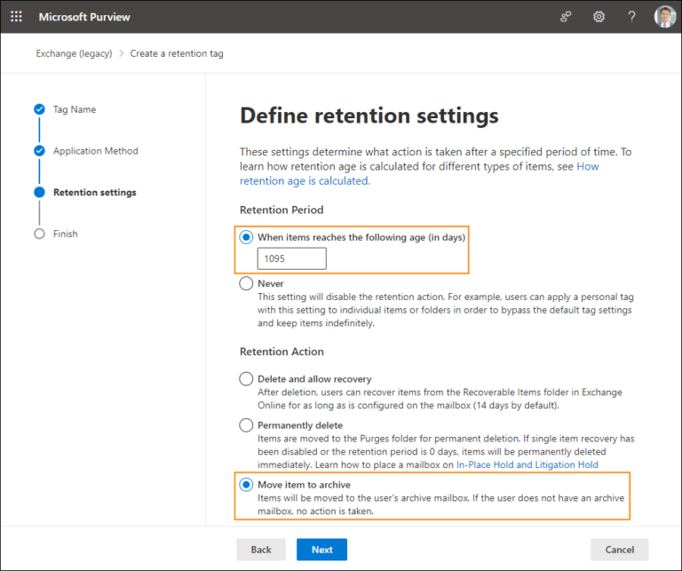 Archive policy configuration in Microsoft 365 (Office 365)