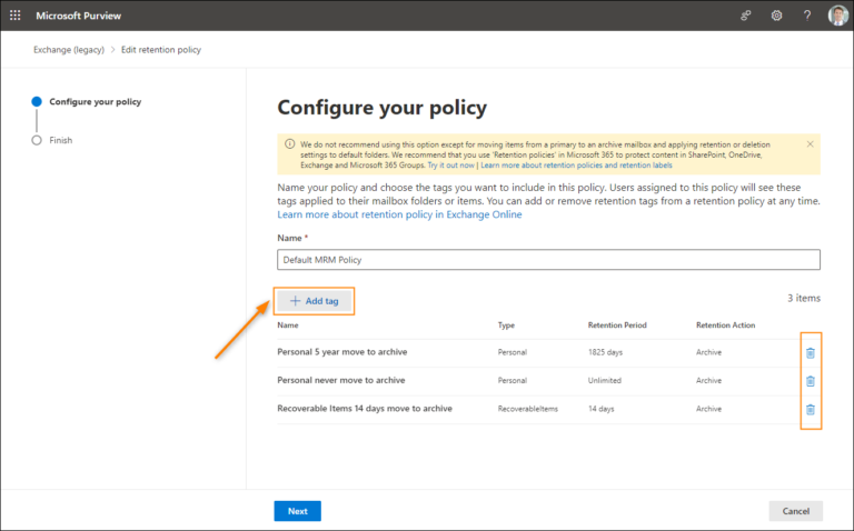 Archive policy configuration in Microsoft 365 (Office 365)