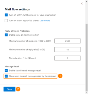 How does the new message recall work in Microsoft 365