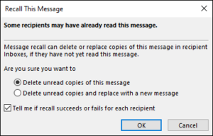 How does the new message recall work in Microsoft 365