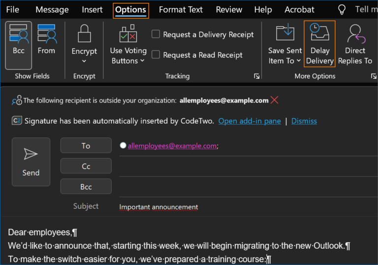 How to delay sending an email in Outlook - a quick guide