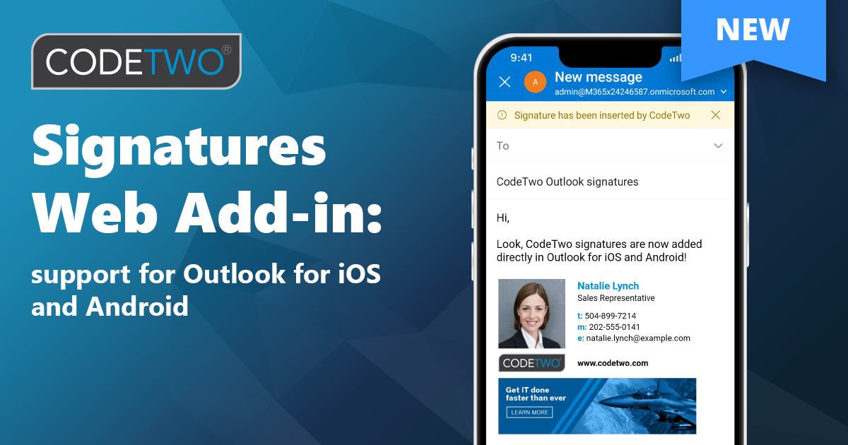 Signatures added directly in Outlook mobile
