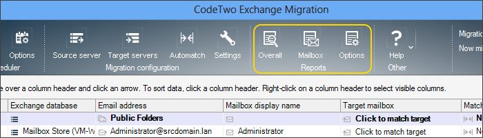 Generate migration reports directly in CodeTwo migration tools