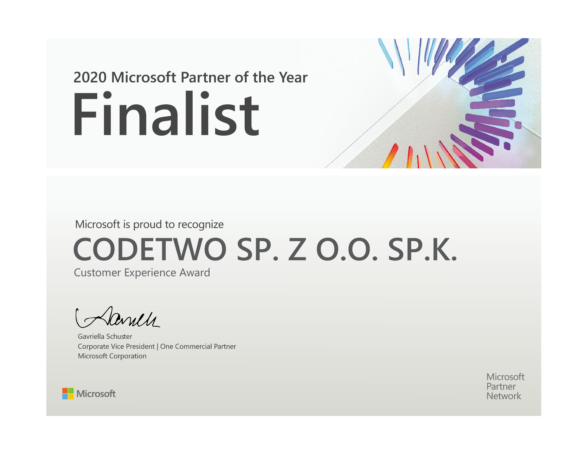 CodeTwo named Microsoft 2020 Partner of the Year Finalist