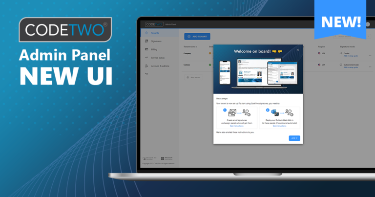 New streamlined & intuitive interface in CodeTwo Admin Panel
