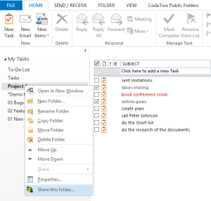 Share tasks in Outlook