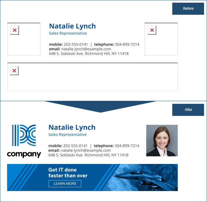 Graphics embedded in email