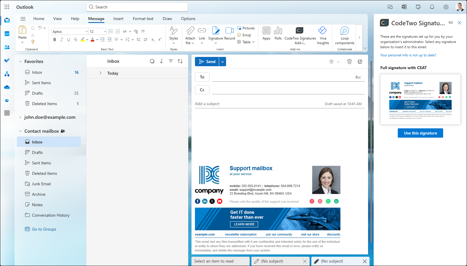 How to configure shared mailboxes to work with CodeTwo signatures