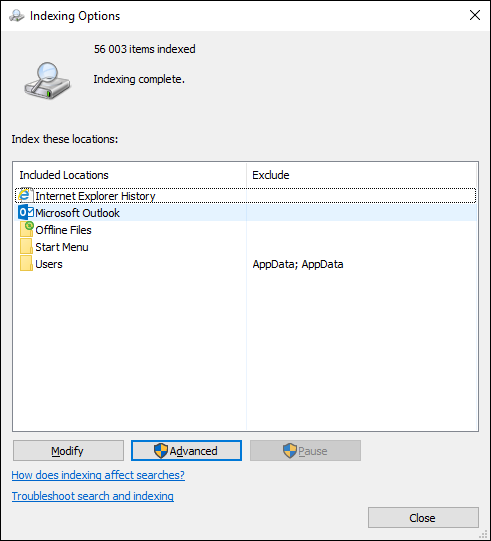 The Instant Search feature does not work properly