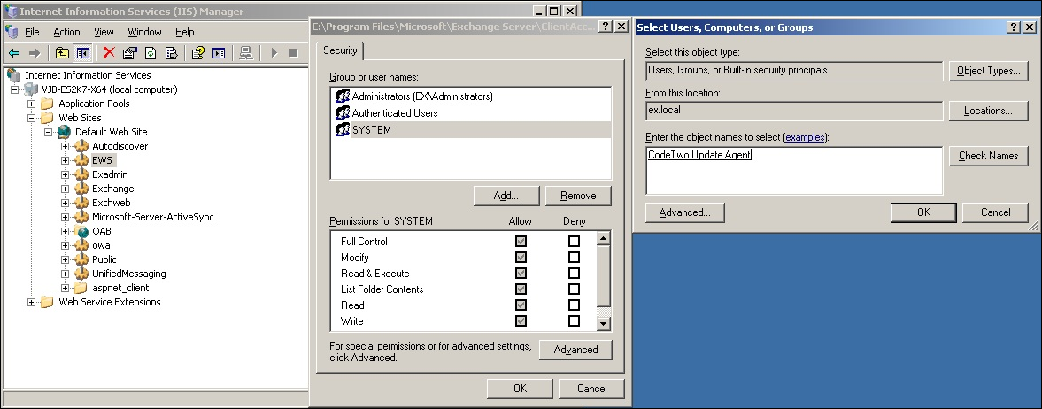 Setting up the custom EWS address in Exchange Rules family software