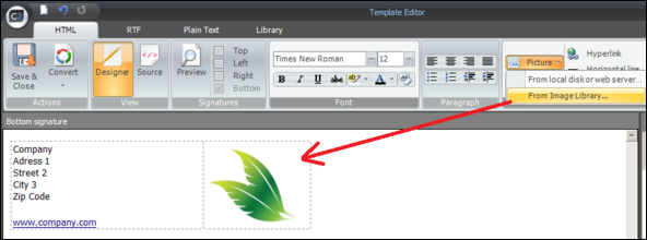 How to create a template with text on the left and image on the right?