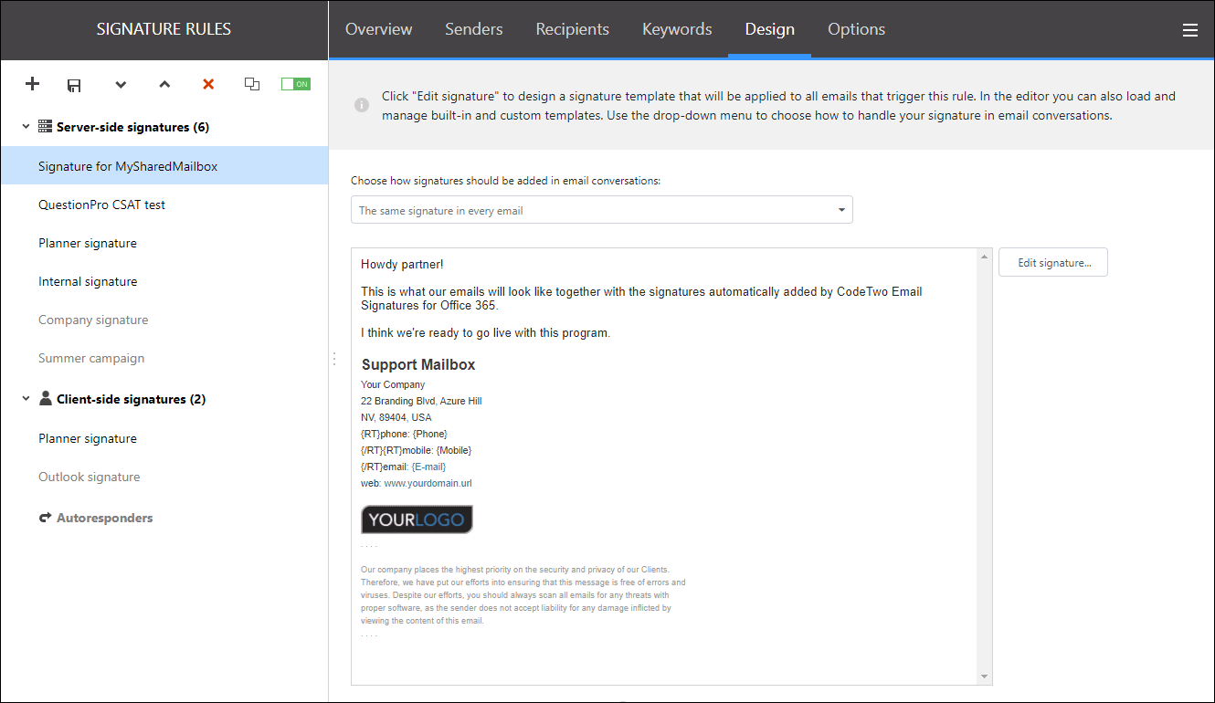 How to add signatures to Office 365 shared or resource mailboxes