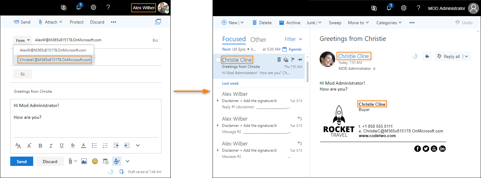 How Signatures Are Added To Emails Sent As Sent On Behalf Of Other Users