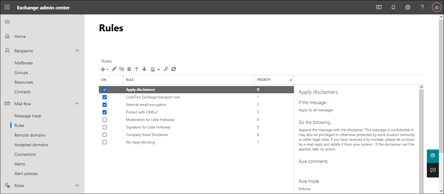 A disclaimer is added twice to an email