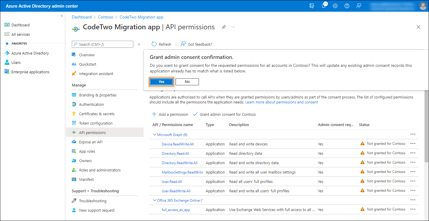 How to register CodeTwo applications in Azure AD
