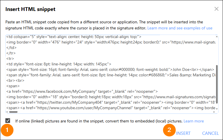 How to import an HTML signature template into CodeTwo email signature ...