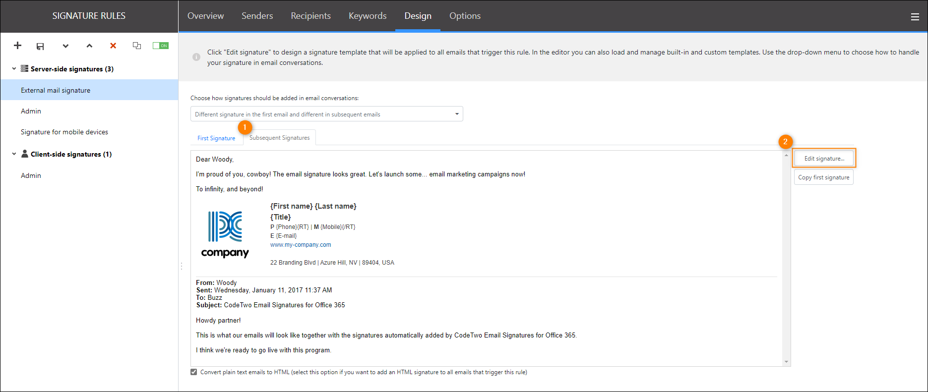 How to add different signatures to new emails, replies and forwards
