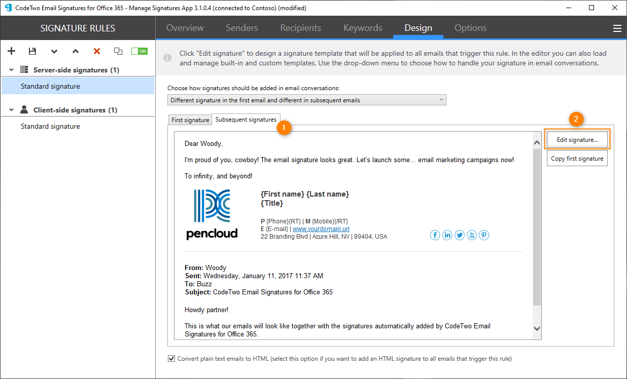 How to add different signatures to new emails, replies and forwards