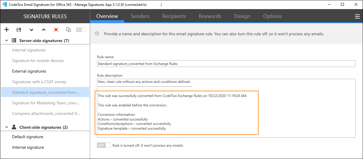 CodeTwo Exchange Rules Converter
