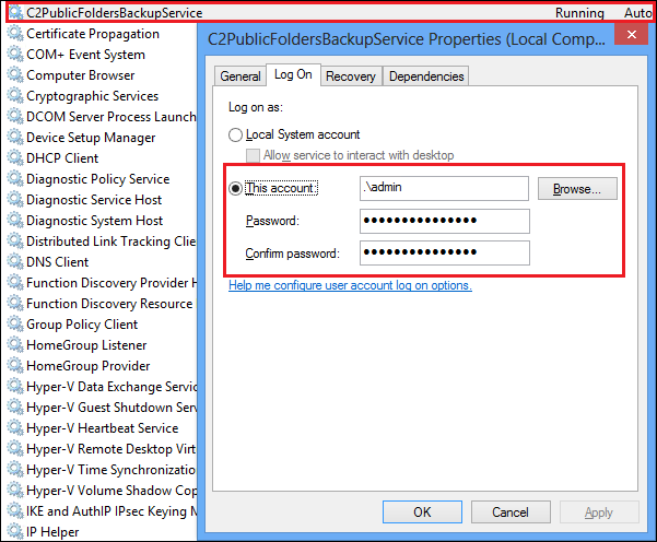How to configure CodeTwo Public Folders Backup Service to create a backup on network share