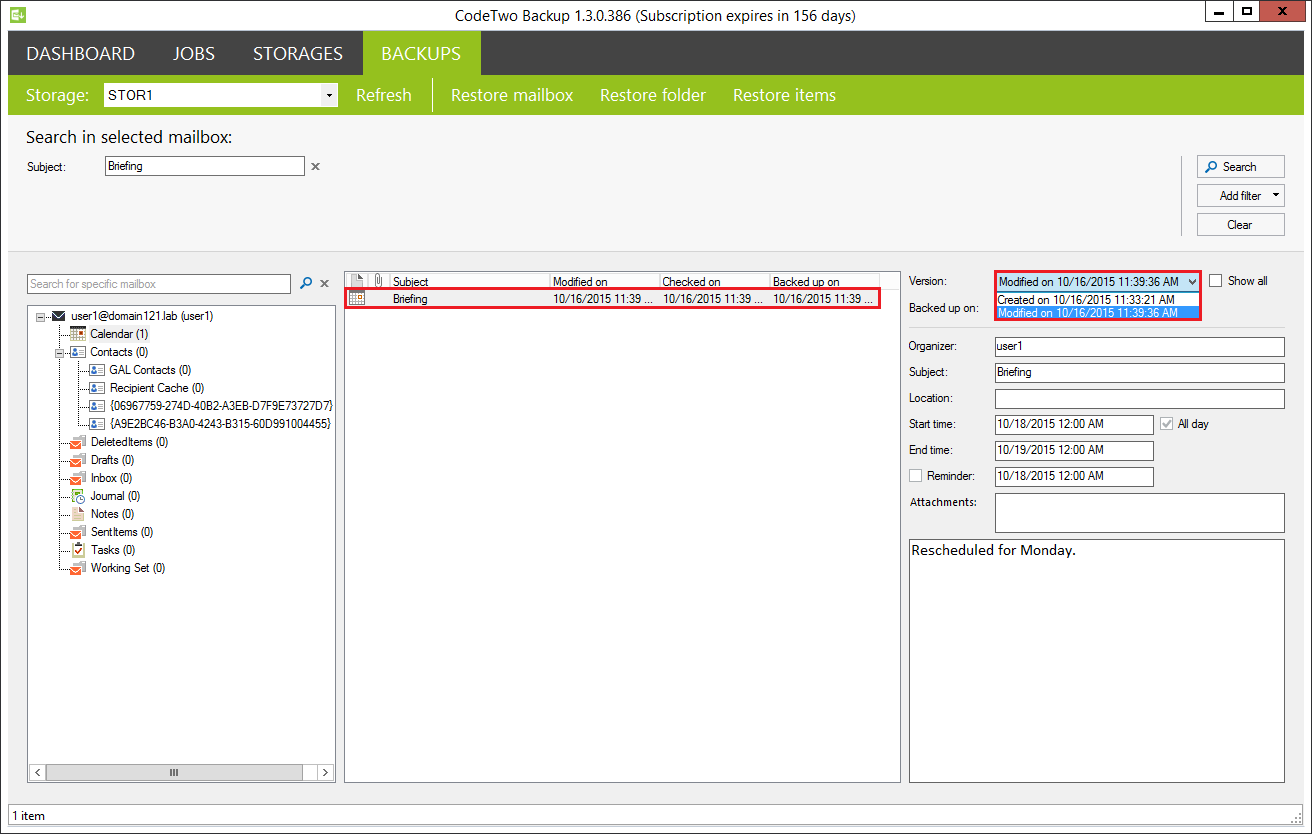 How to - Restore backups | CodeTwo Backup User's manual