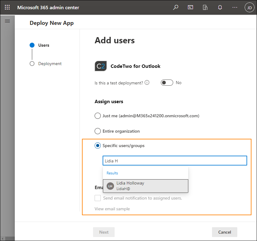 Get started - Deploy Outlook add-in - Modern Web Add-in | CodeTwo Email Signatures 365 User's manual