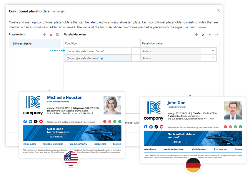 Conditional placeholders in Microsoft 365 email signatures