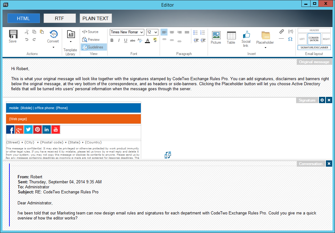Examples of use - Insert different signatures for new mail and replies/forwarded messages ...