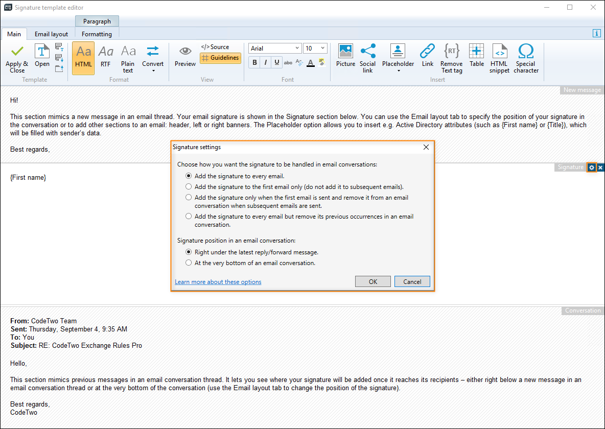 Quick guide to creating rules | CodeTwo Exchange Rules Pro User's manual