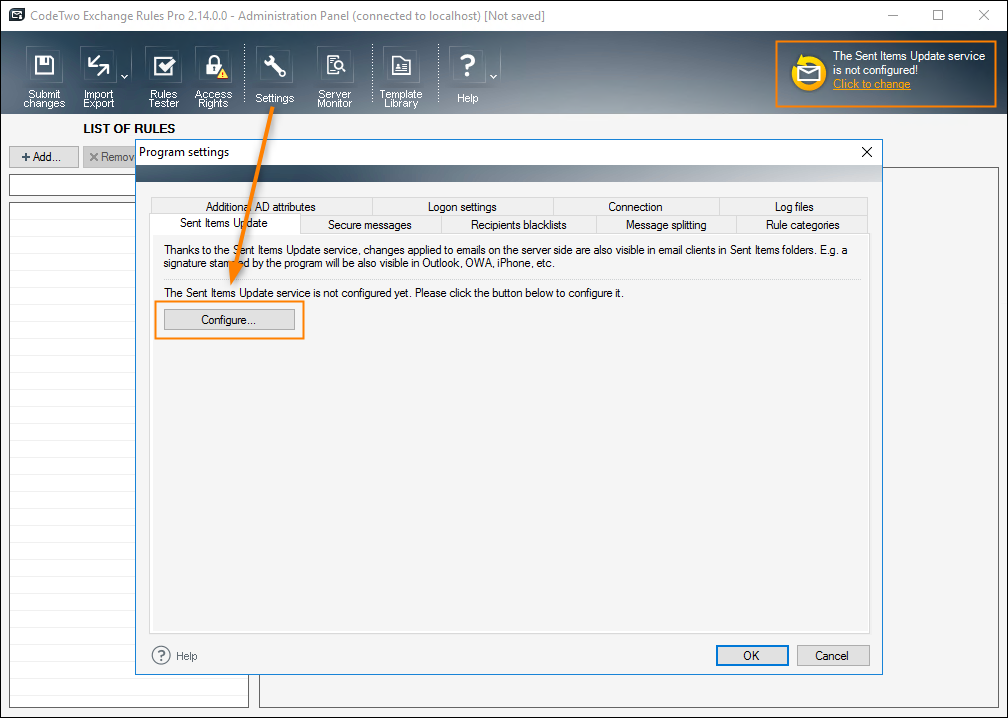 Installation - Sent Items Update | CodeTwo Exchange Rules Pro User's manual