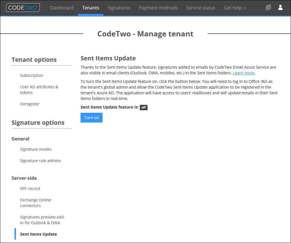 Manage Signatures Update Your Sent Items Server Side Mode Codetwo Email Signatures For