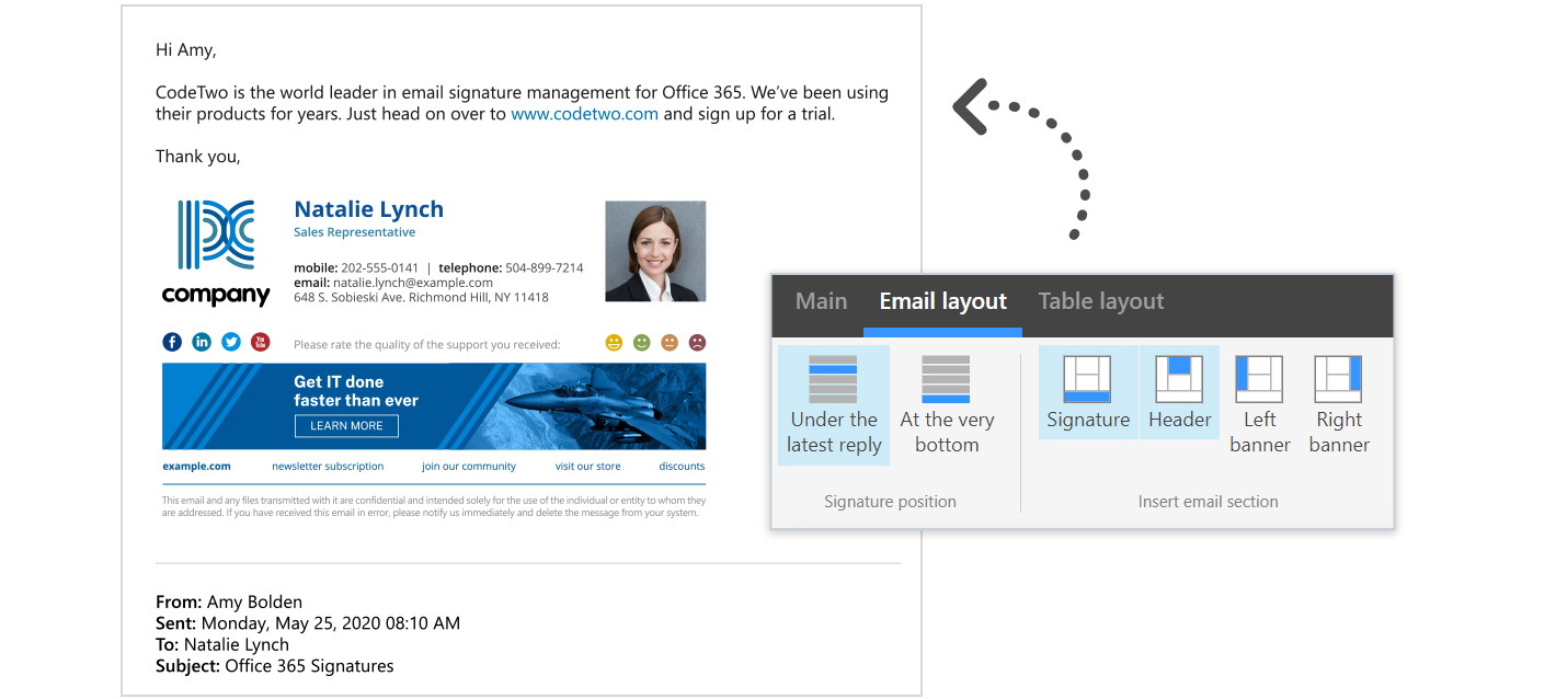 CodeTwo Email Signatures 365 – Examples of use