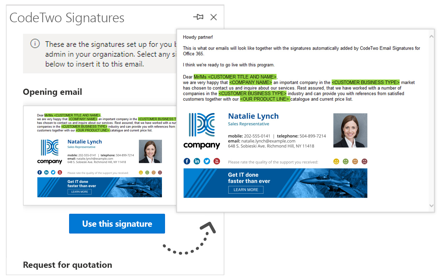 CodeTwo Email Signatures 365 – Examples of use