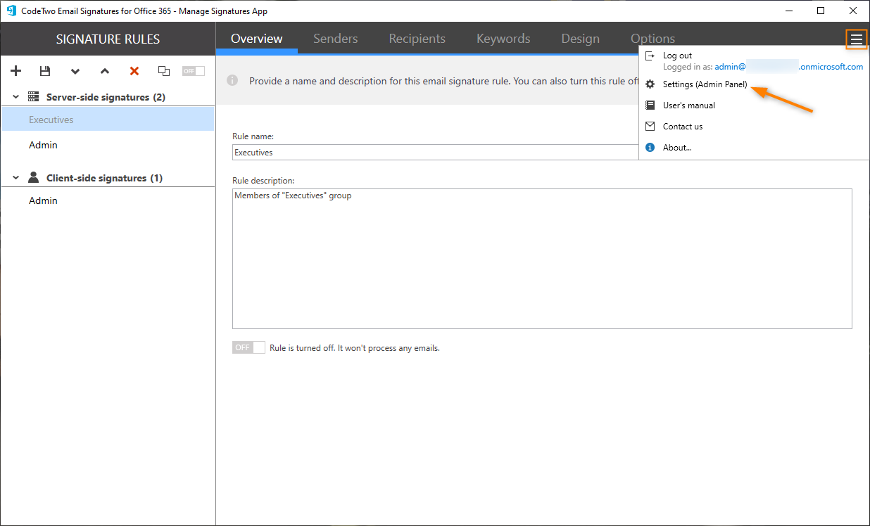 Tenant management | CodeTwo Email Signatures for Office 365 User's manual