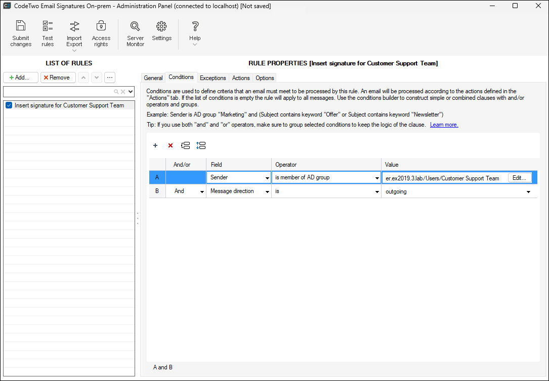 Examples of use - Create similar signatures for different departments (rule cloning) | CodeTwo ...
