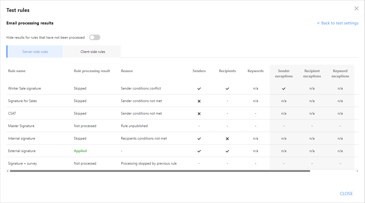 Email signatures - Test signature rules | CodeTwo Email Signatures 365 ...