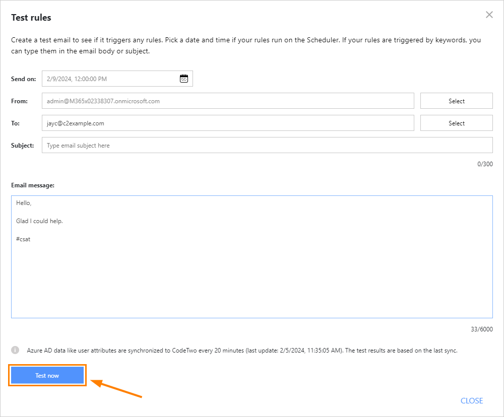 Email signatures - Test signature rules | CodeTwo Email Signatures 365 ...