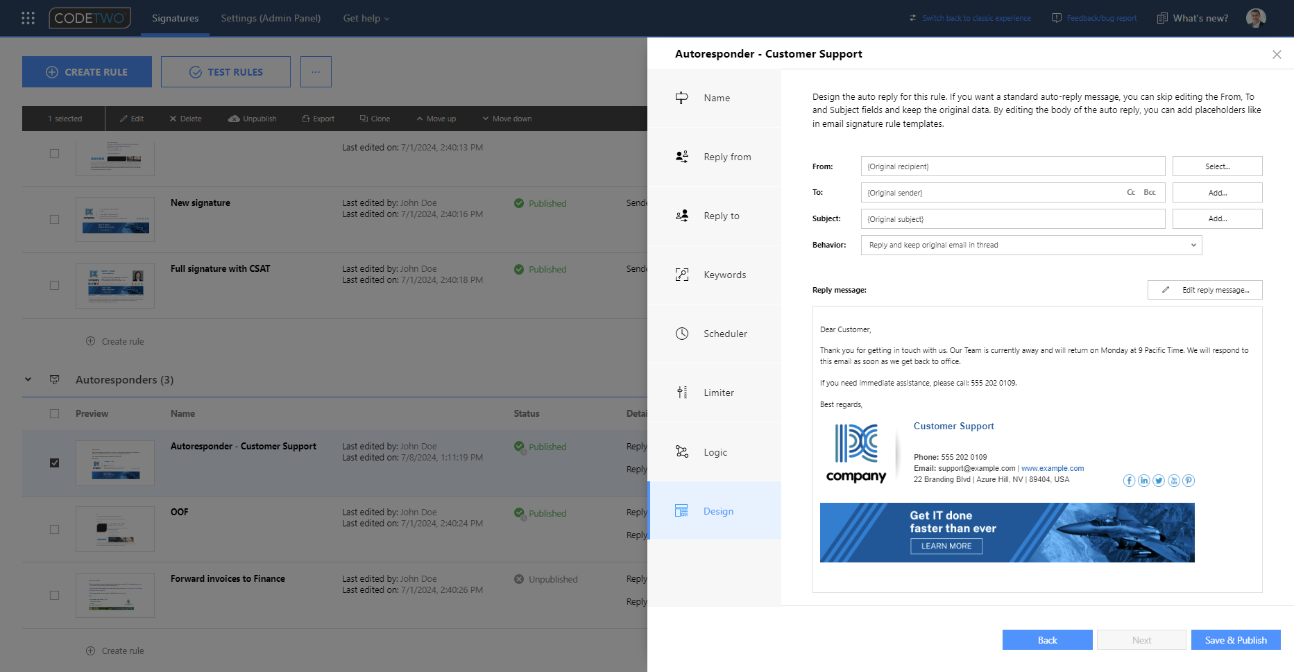 CodeTwo Email Signatures 365 - Screens & videos