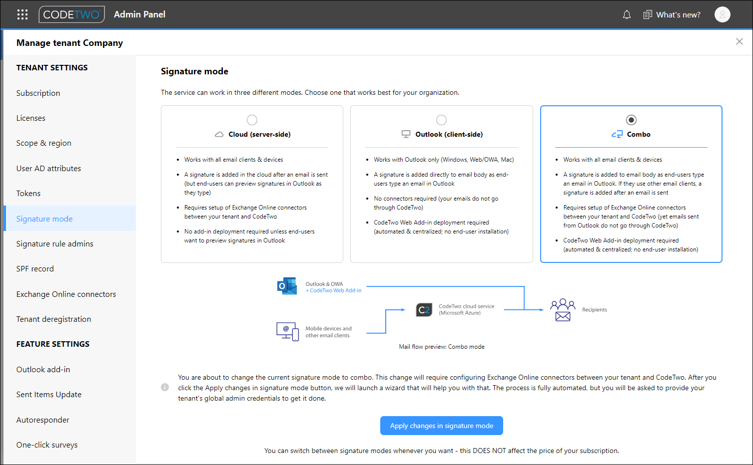 Email signatures - Signature modes | CodeTwo Email Signatures 365 User ...