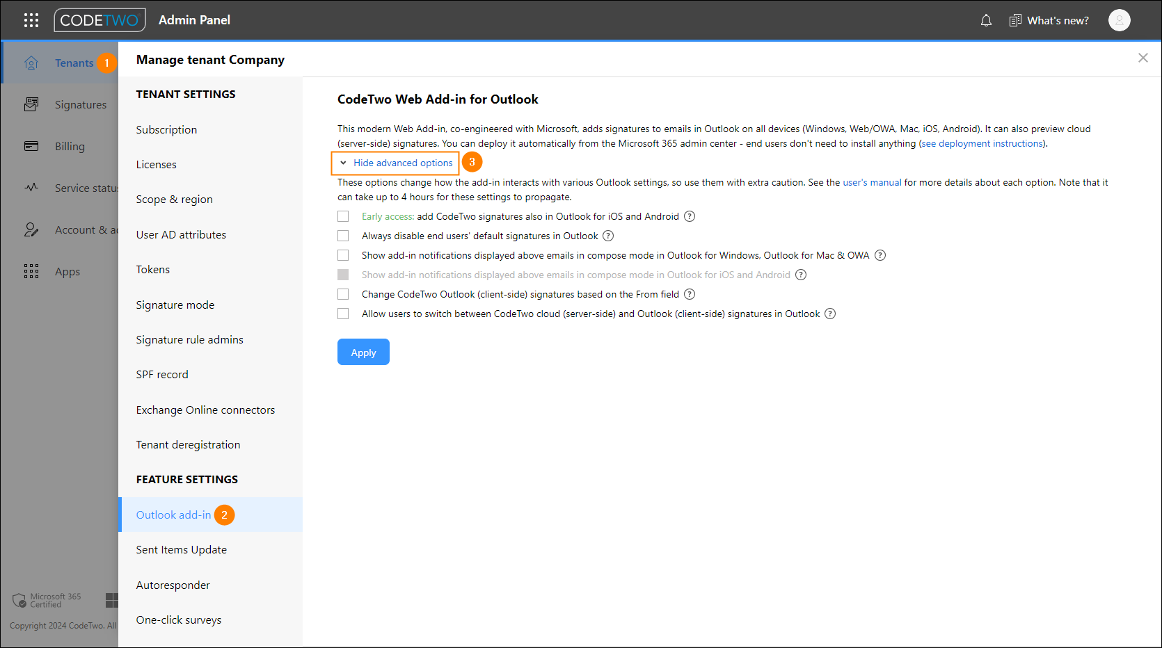 Get Started Deploy Outlook Add In Modern Web Add In Codetwo Email Signatures 365 Users Manual