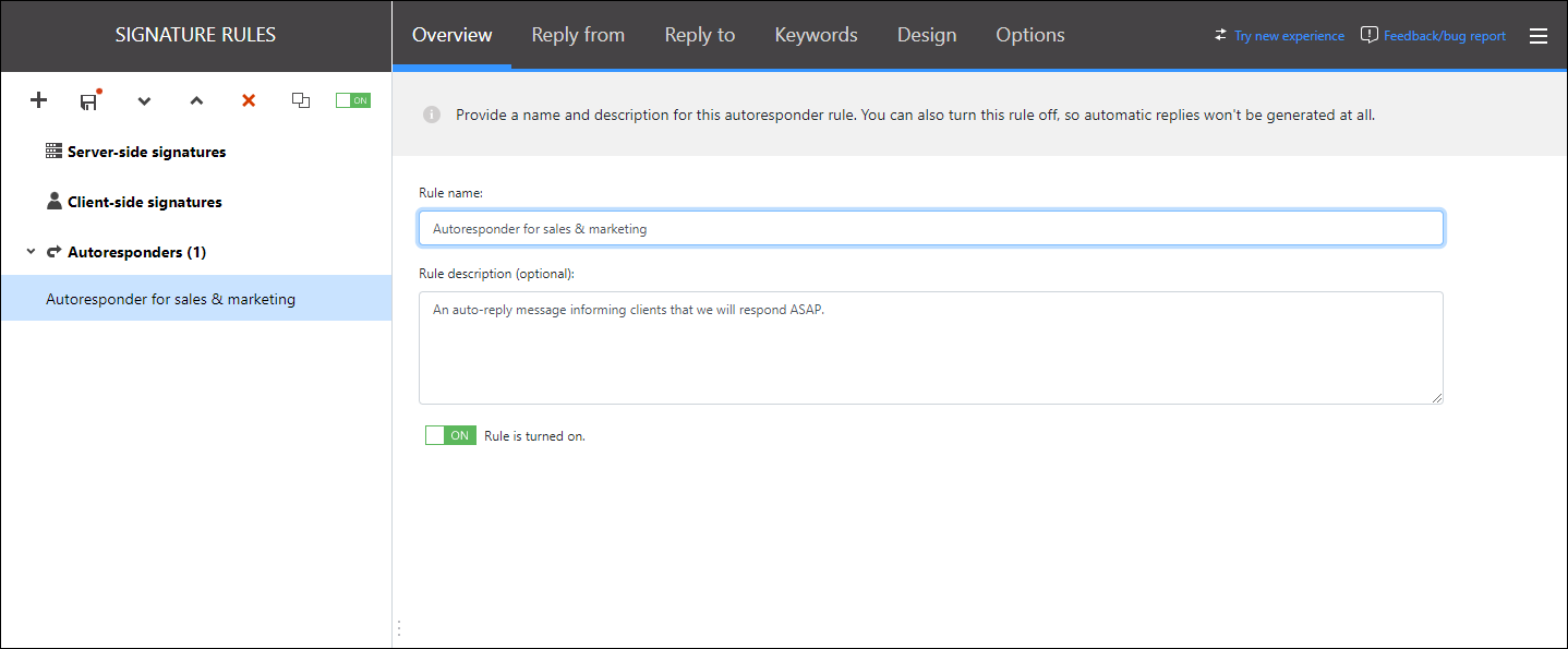 Manage automatic replies - Create an autoresponder rule | CodeTwo Email ...