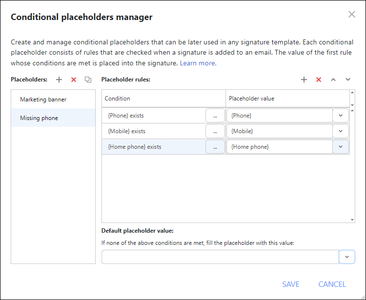 Email signatures - Design your signature - Conditional placeholders ...