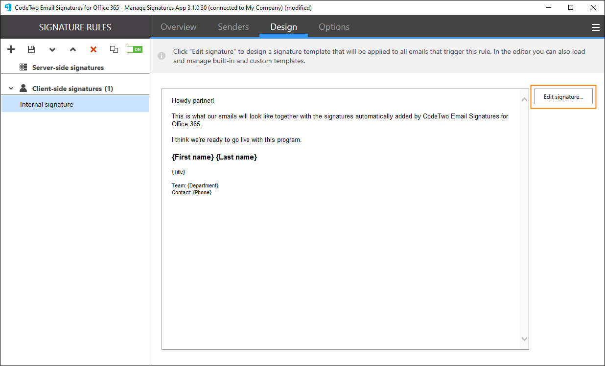 Examples of use - Add different signatures to internal and external emails | CodeTwo Email ...